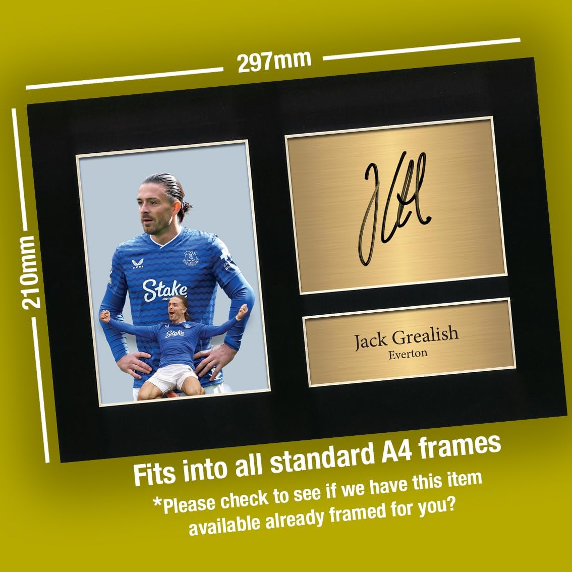 Jack Grealish Everton Autograph Mounted Print – A4 Size Reproduction ...